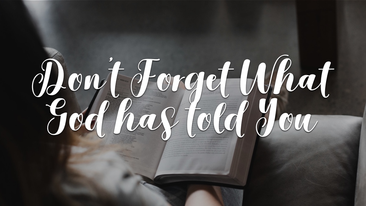 DON’T FORGET WHAT GOD HAS TOLD YOU – Devocionales Justo a Tiempo