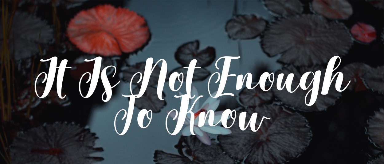 IT IS NOT ENOUGH TO KNOW – Devocionales Justo a Tiempo